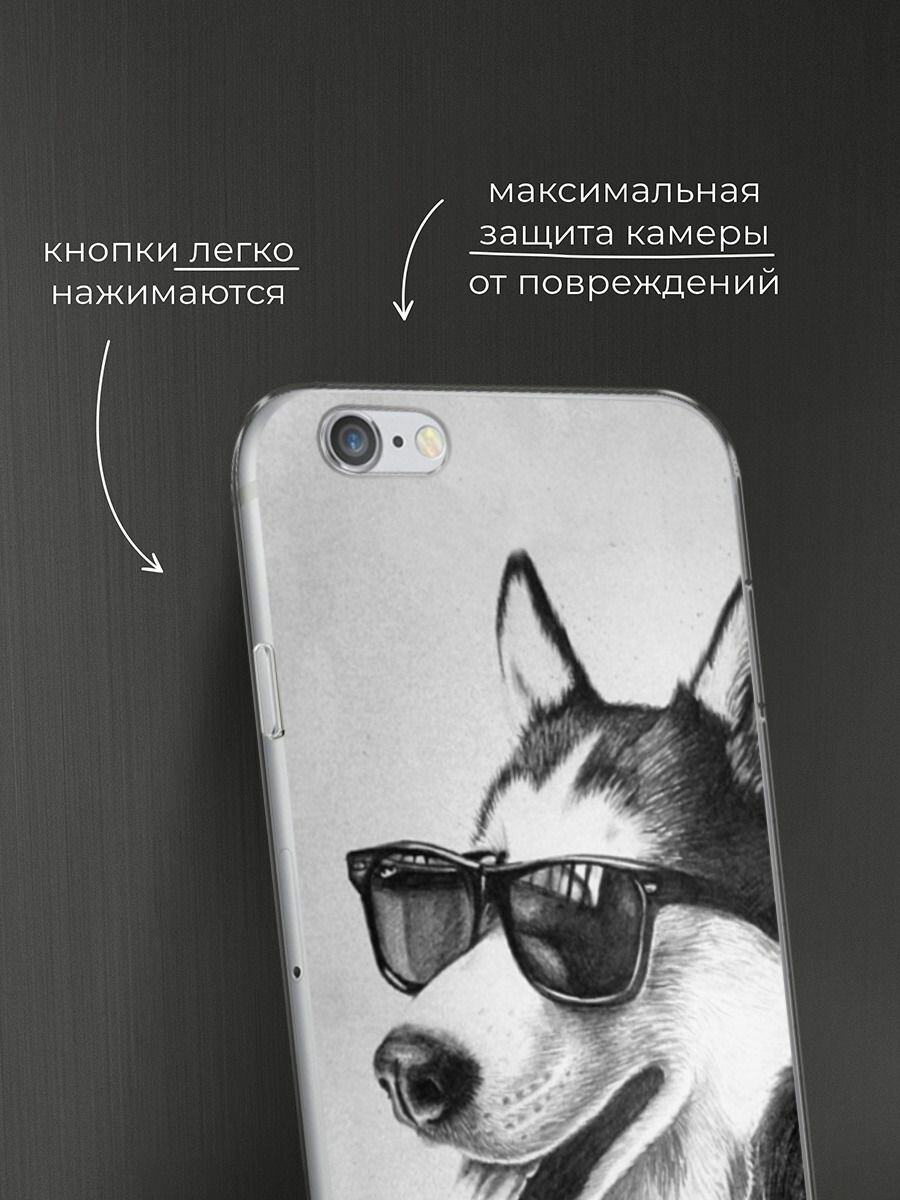 Силиконовый чехол на Apple iPhone 6 / Айфон 6 с принтом "Крутой Хаске" — фото 1