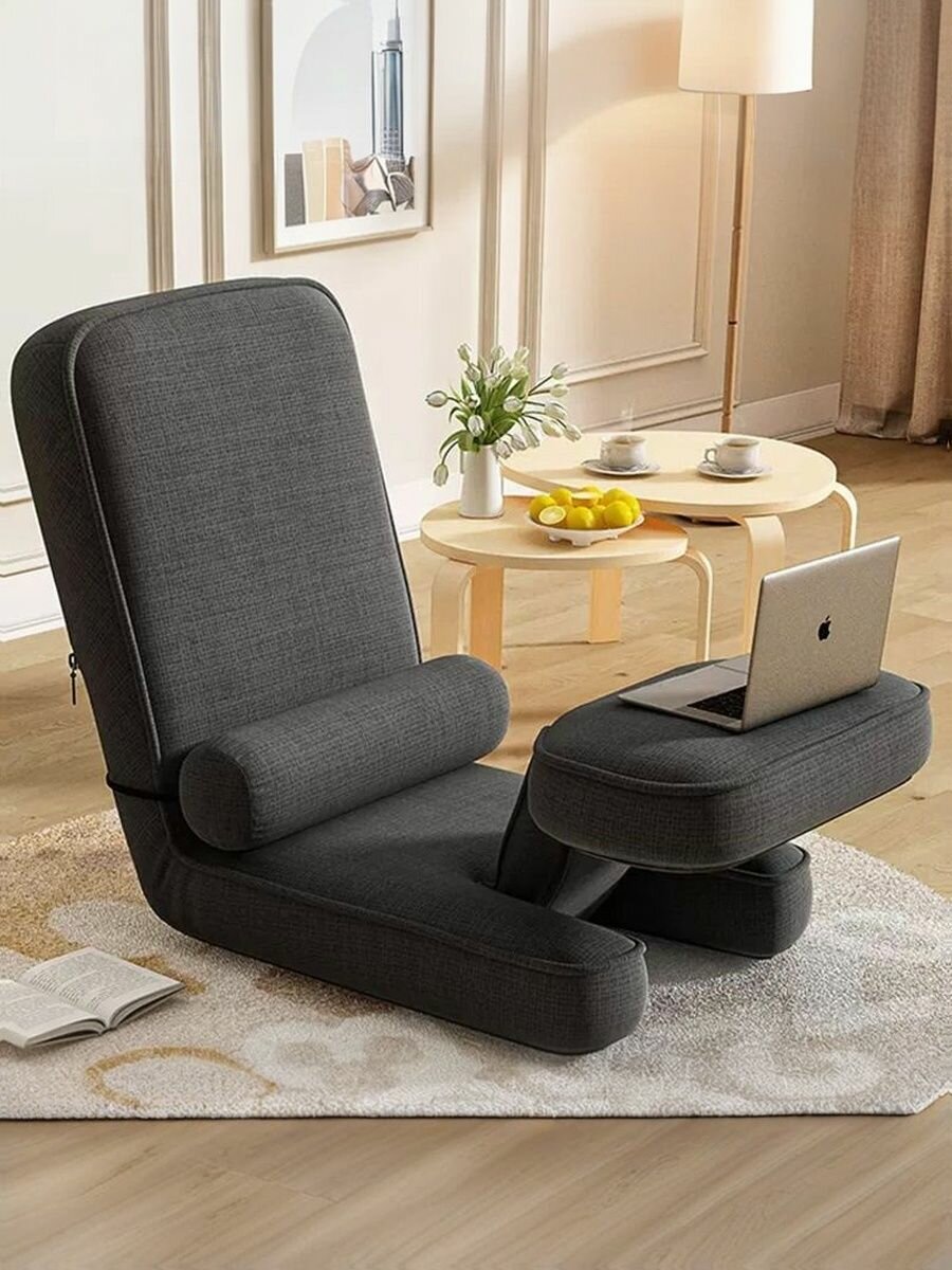 Пуф серый рогожка, диван раскладной стильная мебель, бескаркасный диван кресло кровать раскладное