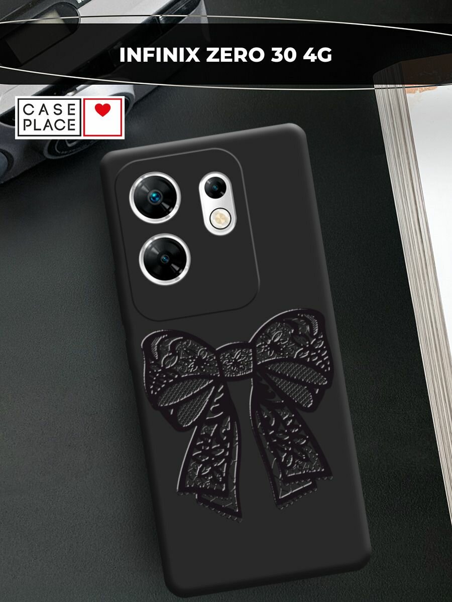 Чехол на Infinix Zero 30 4G / Инфиникс Зеро 30 4G с принтом "Черно-белый бант 3"