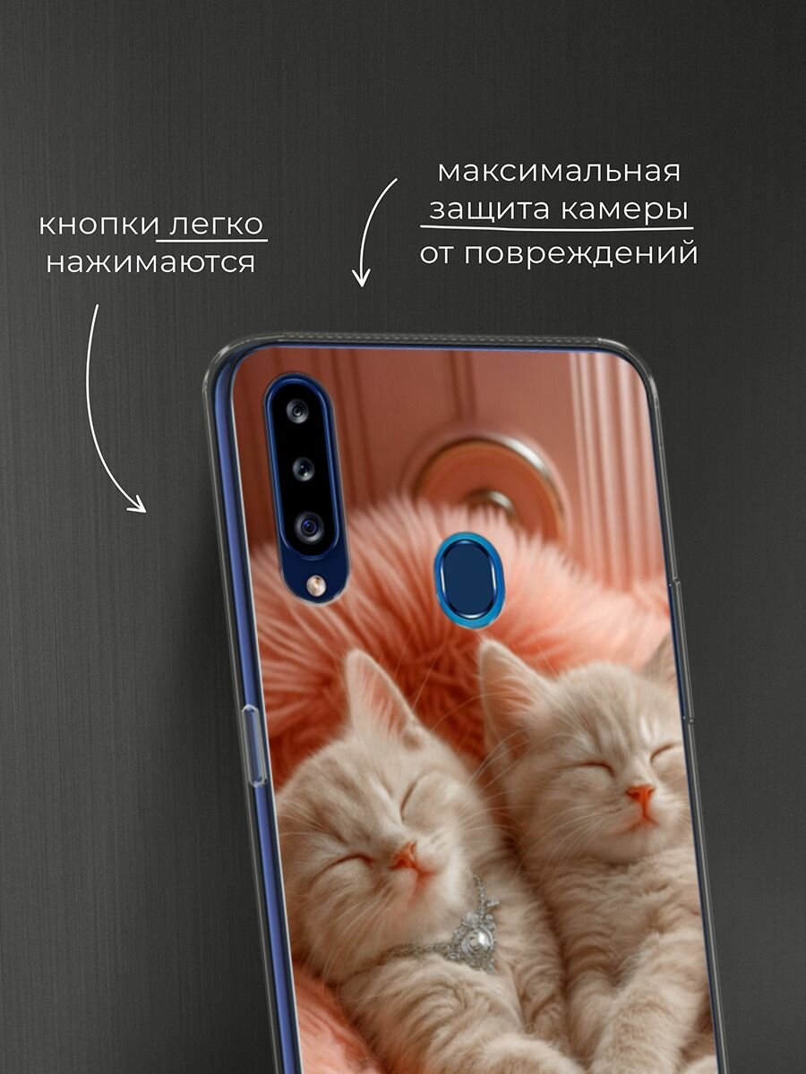 Чехол на Samsung Galaxy A20s / Самсунг Галакси A20s с принтом "Спящие котики" — фото 1