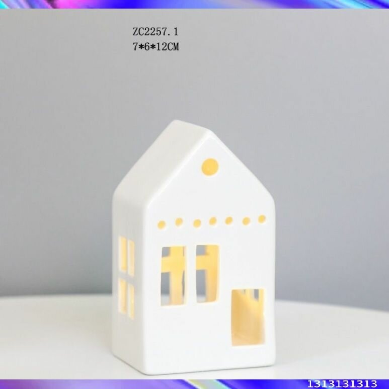 Эксклюзивный фарфоровый домик с подсветкой, новогодняя статуэтка коллекции New Year