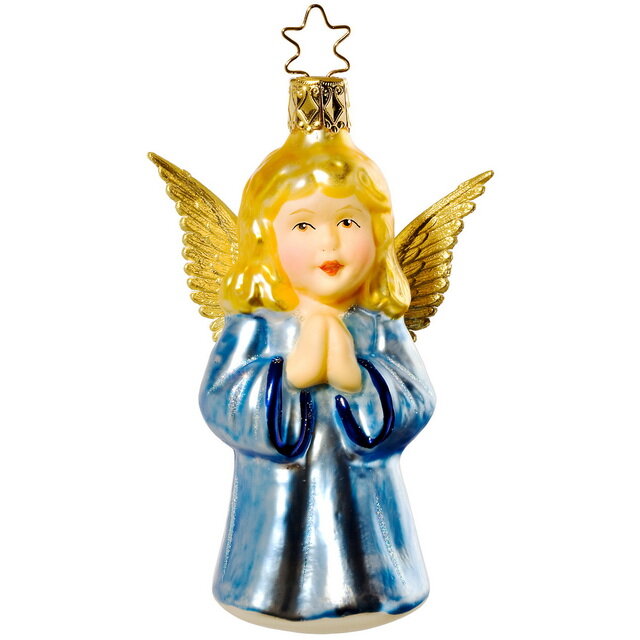 Стеклянная елочная игрушка Ангел Камаэль 11 см, Inge Glas, 10155S022