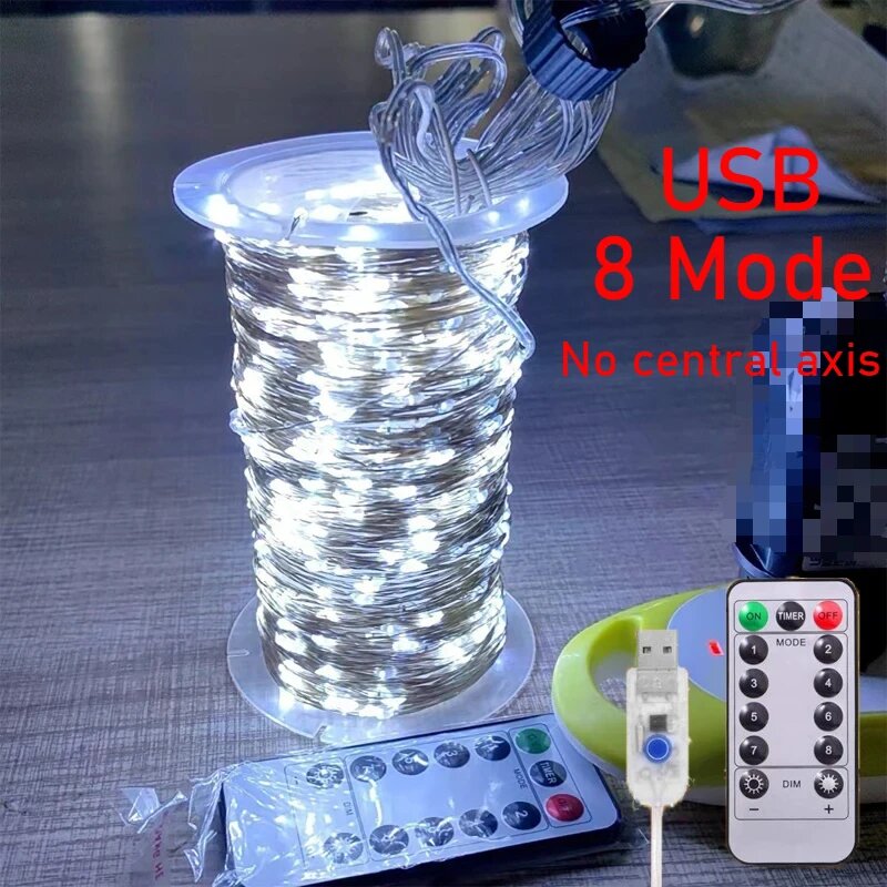 Светодиодная гирлянда USB 20M, 8 режимов, белый
