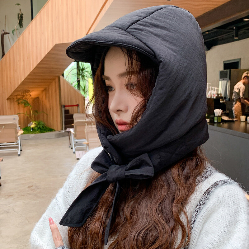 Новая зимняя шапка Lei Feng с бантом для предотвращения холода и сохранения тепла, утолщенная пуховая шапка, женская шапка, женская ветрозащитная шапка, закрывающая уши