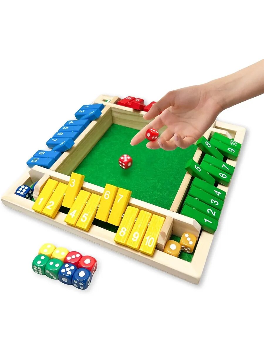 Деревянная игра в кости для четырех игроков