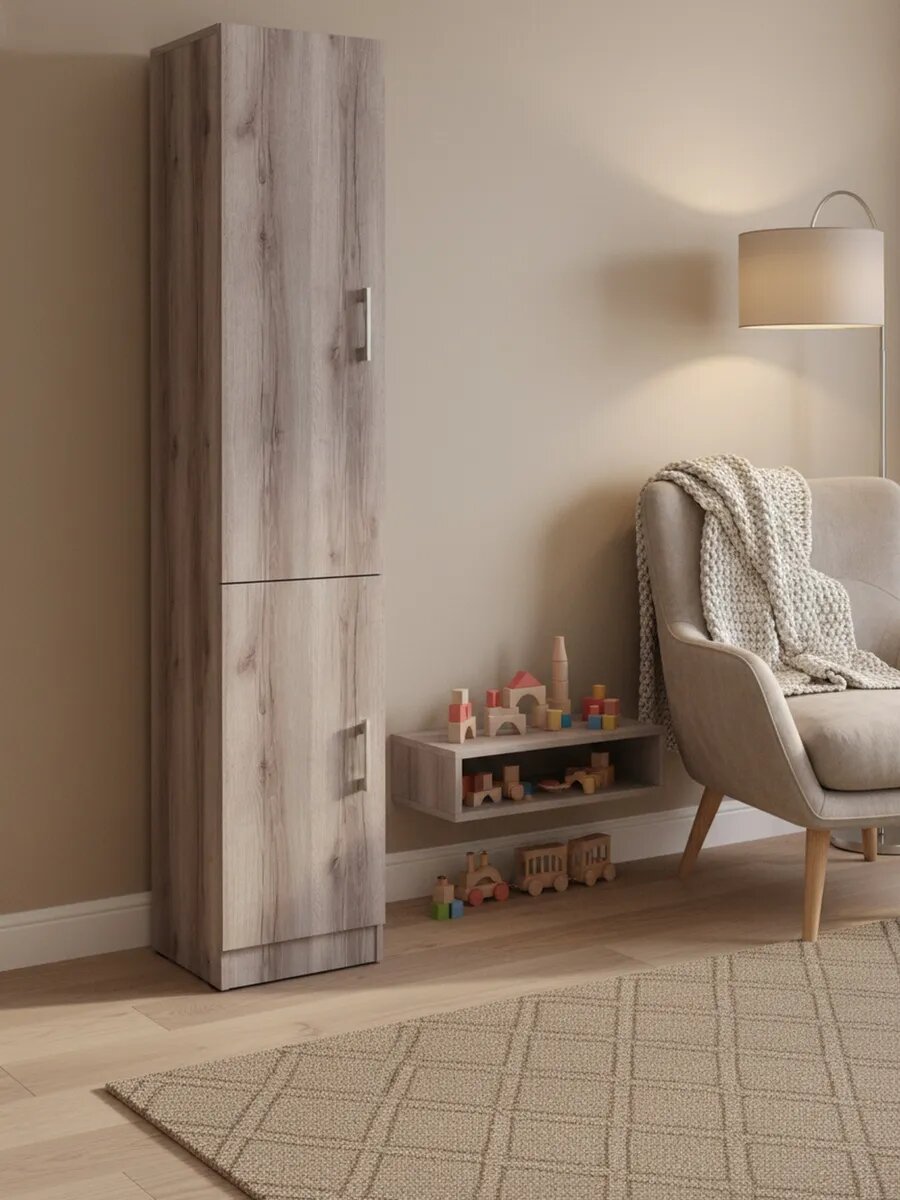 Деревянный шкаф пенал FRESTER с полками распашной для одежды, от производителя