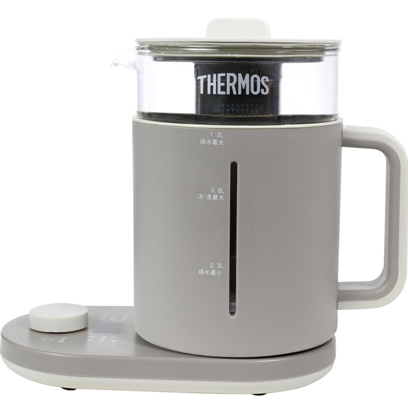 Электрический чайник THERMOS EHA-1613E многофункциональный с нижним подогревом, серый, полностью автоматический