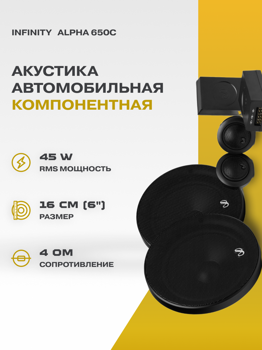 Акустика компонентная Infinity Alpha 650C, 315 Вт, 6.5" / Динамики 16 см