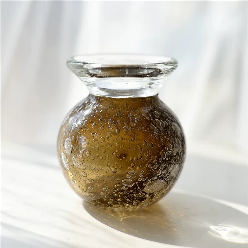 Новая скандинавская круглая простая маленькая толстая стеклянная ваза с пузырьками в 10-х часах каждый неделя,