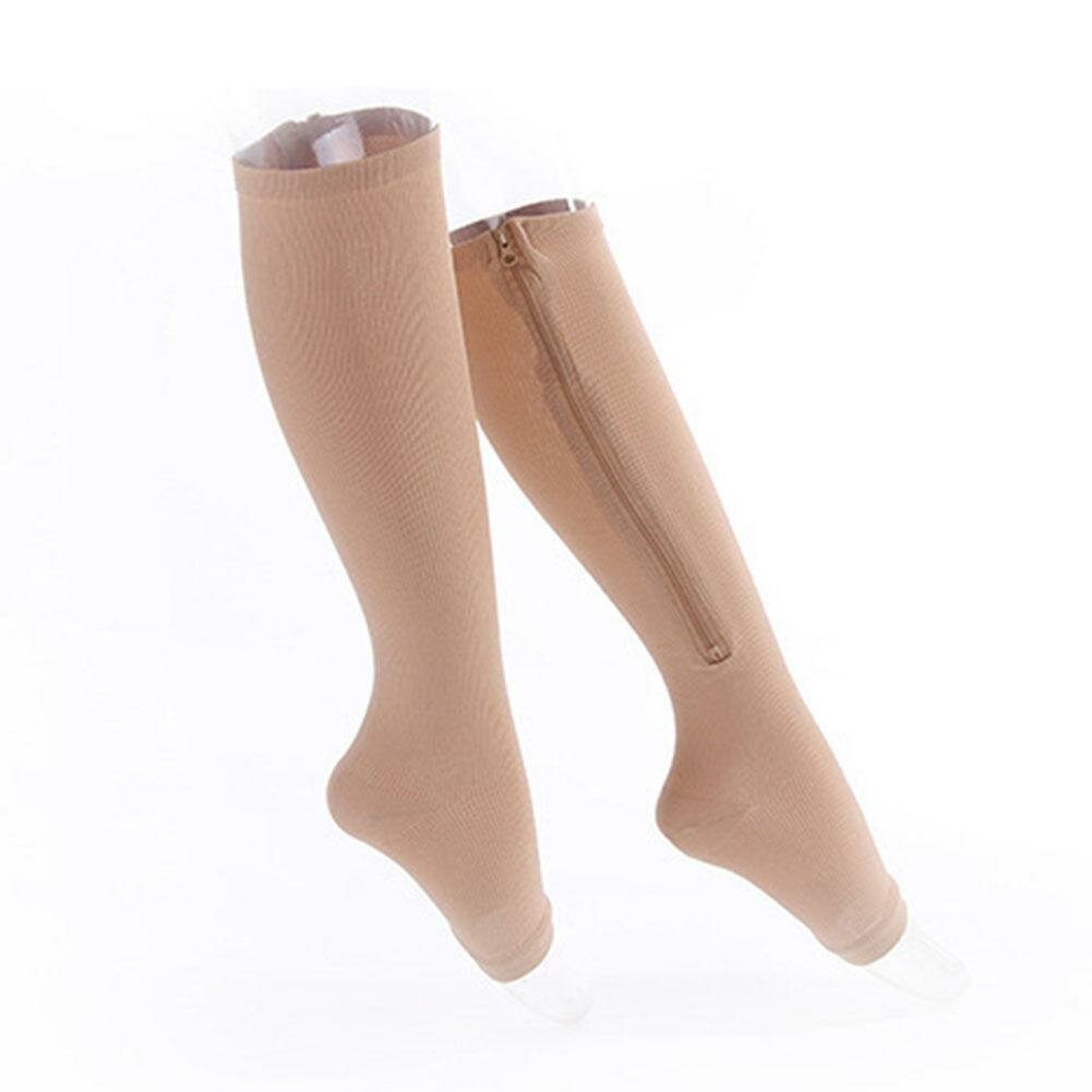 Спортивные компрессионные носки на молнии с открытым носком