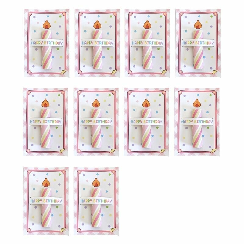 10 листов, симпатичные поздравительные открытки со свечами случайных цветов