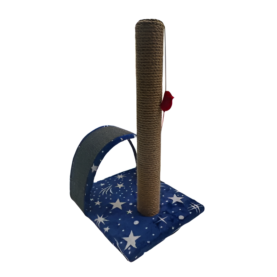 Когтеточка 35 см х 30 см х 54 см столбик с дугой и игрушкой ковролин джут