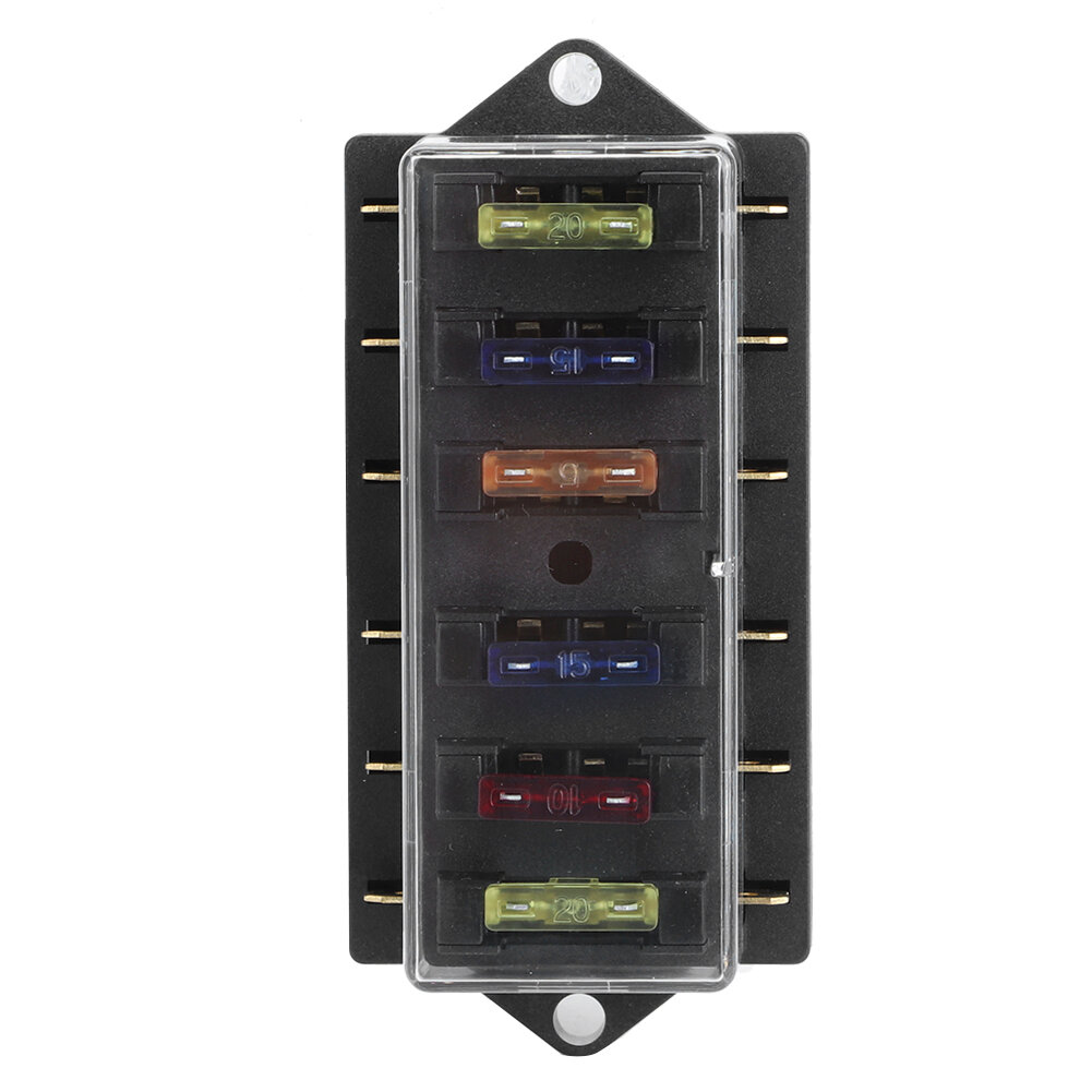 6-позиционный блок предохранителей с плоскими контактами, 12–36 В, 6 входов и 6 выходов, универсальный аксессуар (6 шт.) для легковых и грузовых автомобилей.