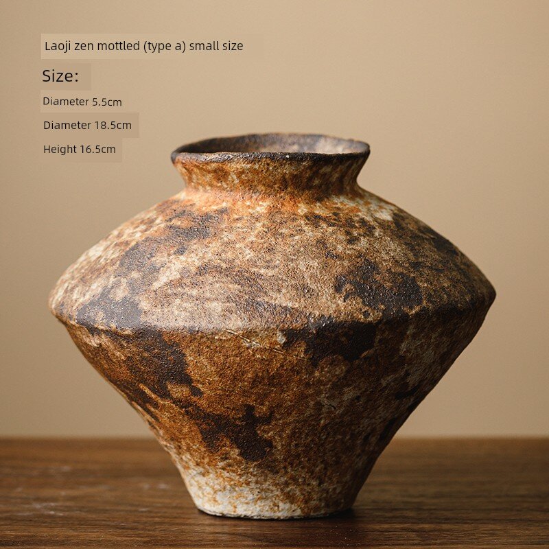 Керамическая ваза в стиле ваби-саби из Цзиндэчжэня для сухоцветов, большая деревенская глиняная емкость, искусство