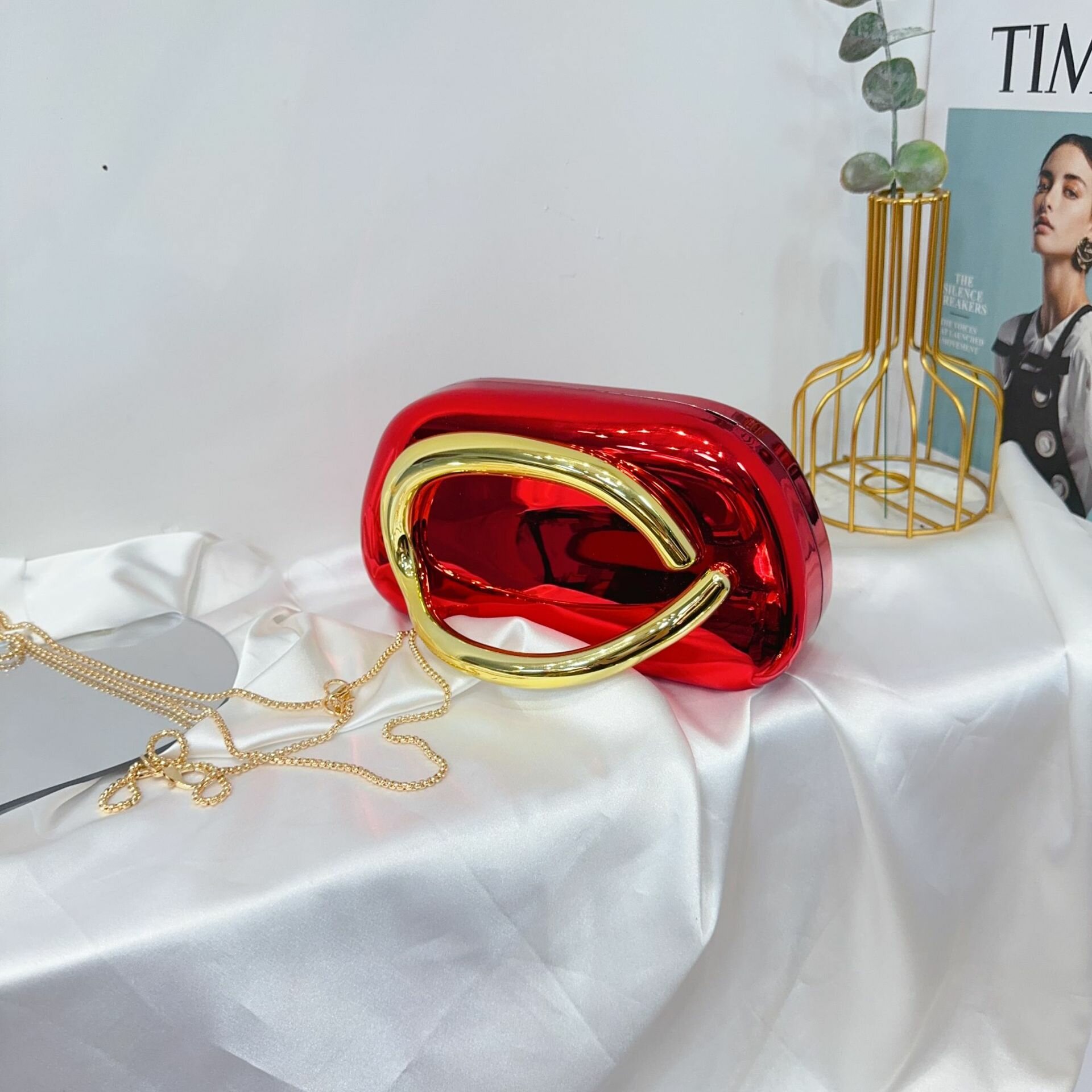 Классическая круглая сумка-клатч в европейском и американском стиле, вечерняя сумка из акрила, винтажная металлическая ручка, одно плечо, кроссбоди