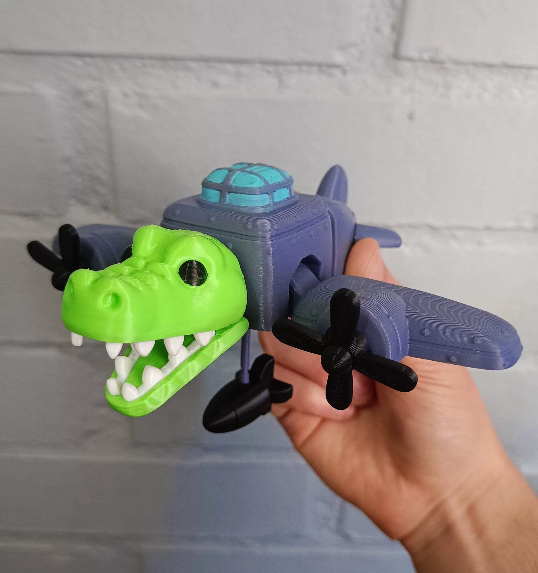 Коллекционная 3D-печатная фигурка Крокодила-Самолета, уникальный дизайн для стола