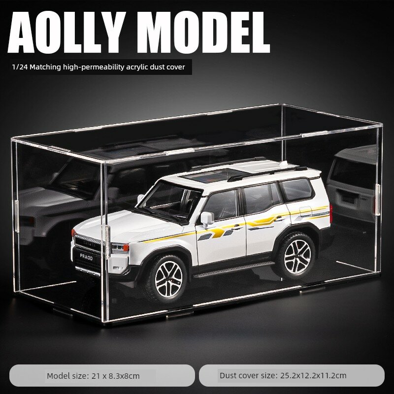 Модель автомобиля Toyota Land Cruiser Prado LC250 из сплава с акриловой пылезащитной крышкой - Белый, детская игрушка,