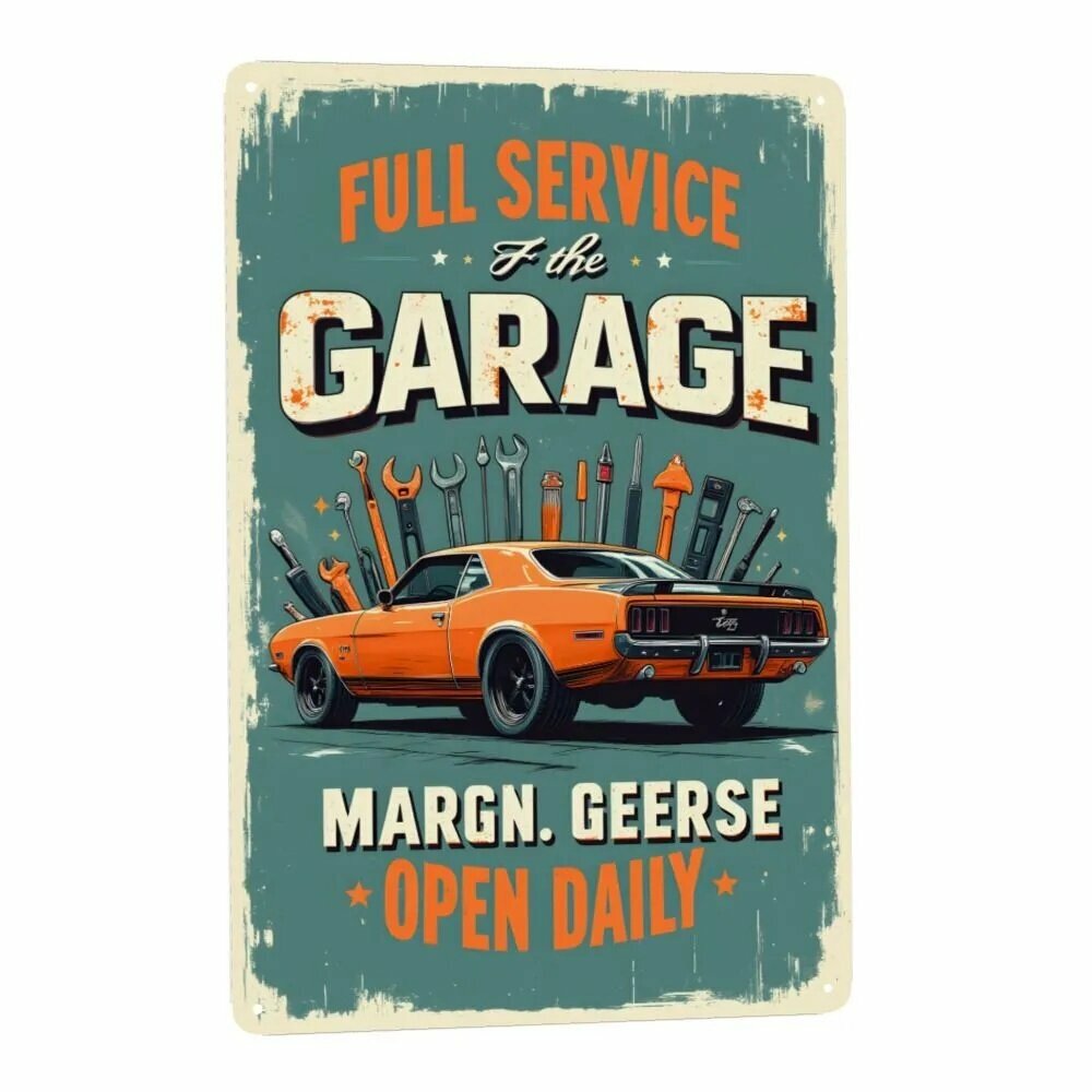 Винтажная жестяная табличка, ретро автомобили, декор гаража, металл, 20х30 см