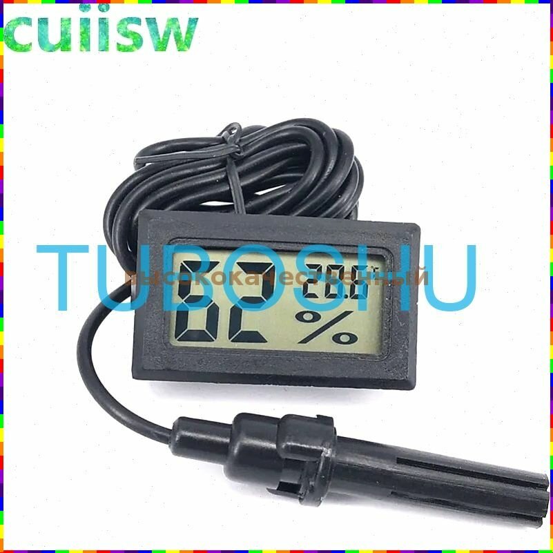 Цифровой термометр-гигрометр FY-12 с внешним датчиком, черный