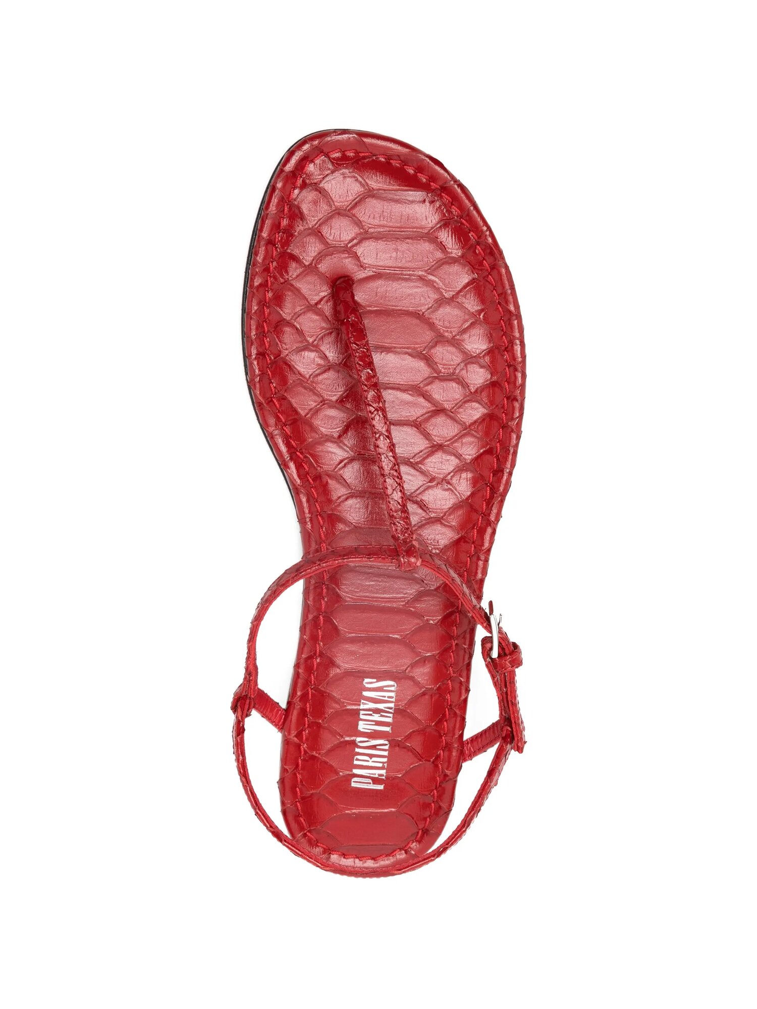 Босоножки PARIS TEXAS Snake-embossed leather sandals, размер 37, red — фото 1