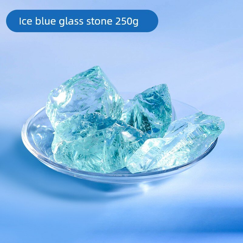 Ледяные синие стеклянные камни 250 г для аквариумов, декоративные мини-ландшафтные аксессуары, 80-120 символов