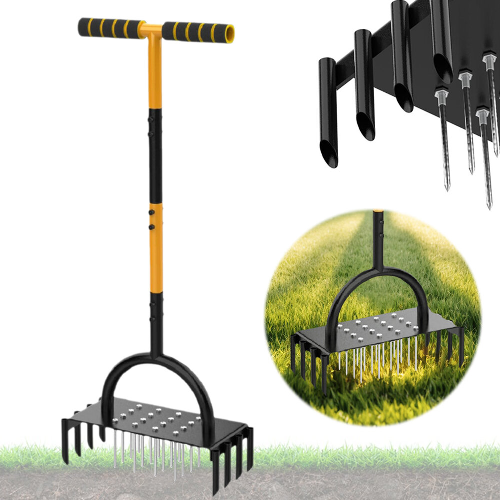 Вертикуттер для газона: ручной аэратор с 16 зубьями и 8 вилками для ухода за травой
