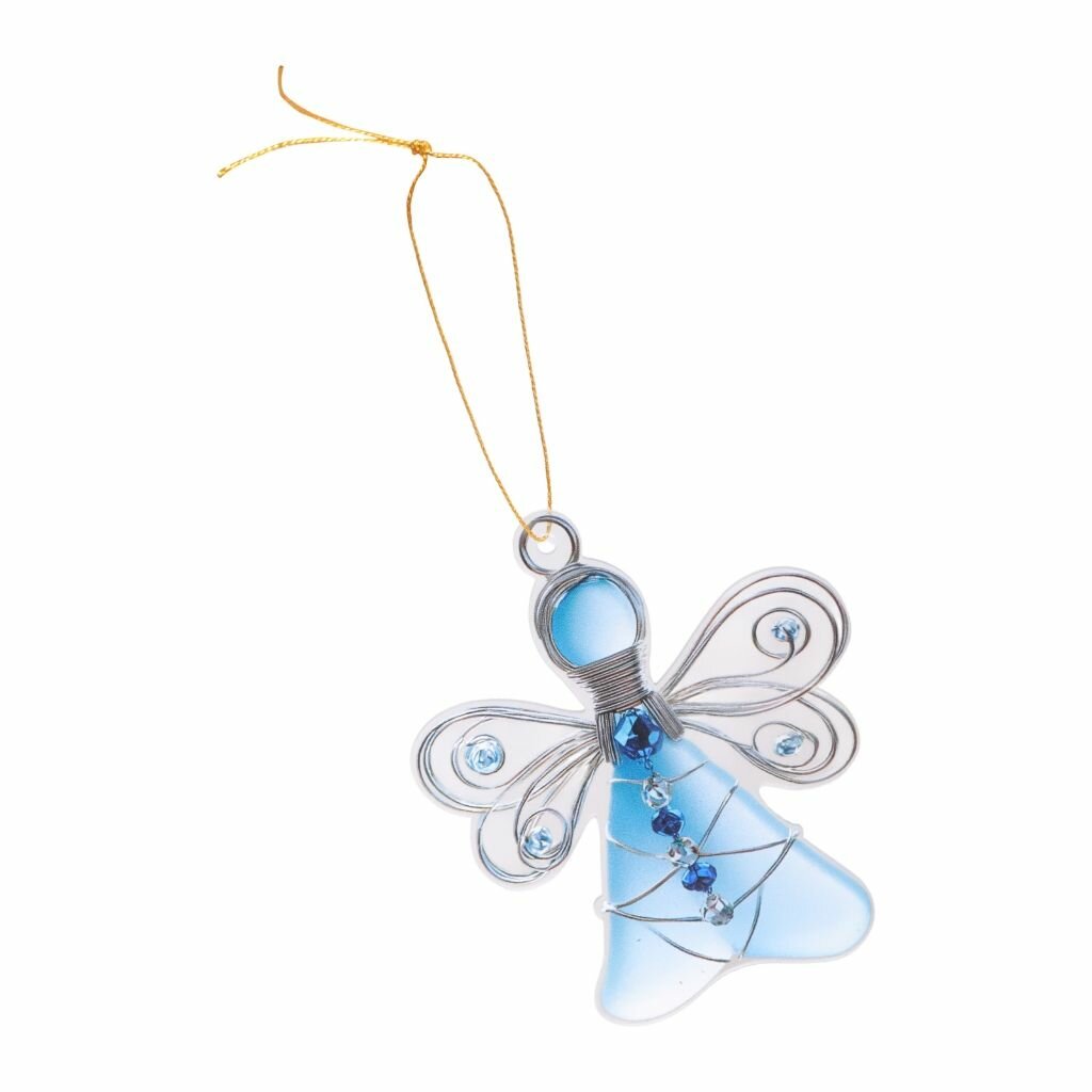 Подвеска В Виде Ангела Из Морского Стекла-Синий