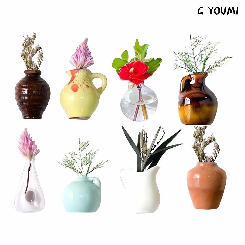 Мини керамические вазы-магниты 8 шт.