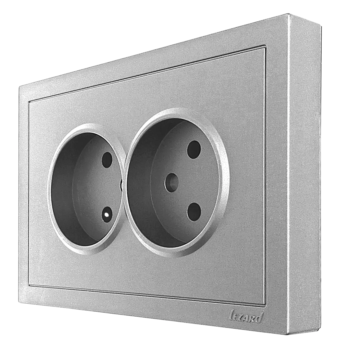 Розетка двойная встраиваемая Lezard Zima с заземлением цвет серый матовый