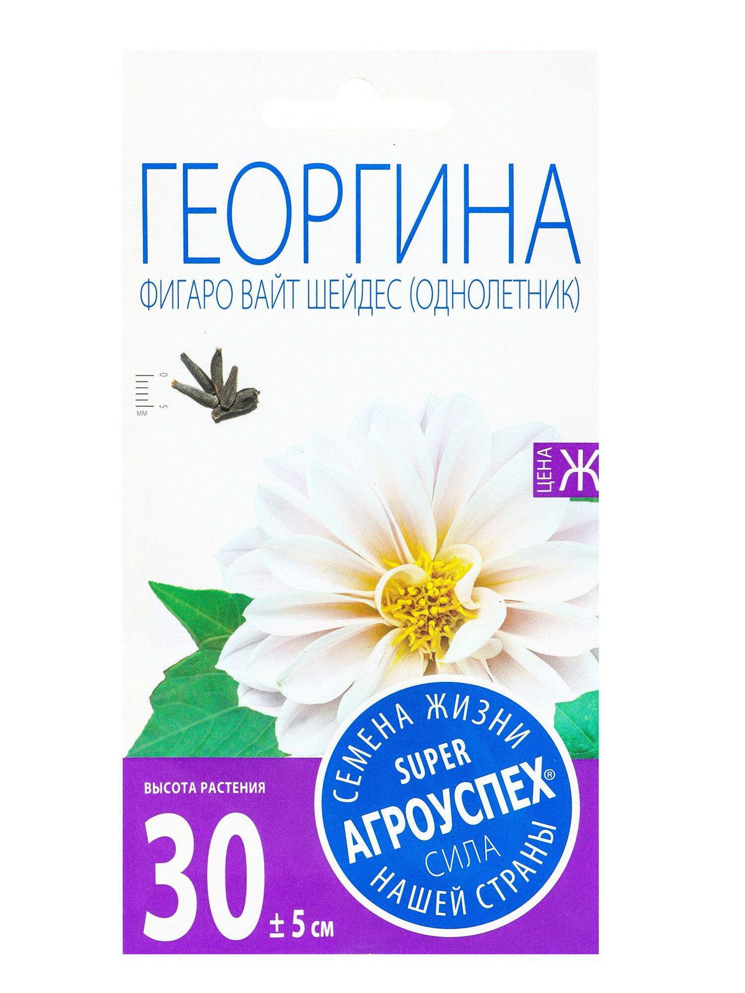 Семена цветов Георгина Фигаро Вайт Шейдес 7шт, размер упаковки: 8 x 0.1 x 15 см.
