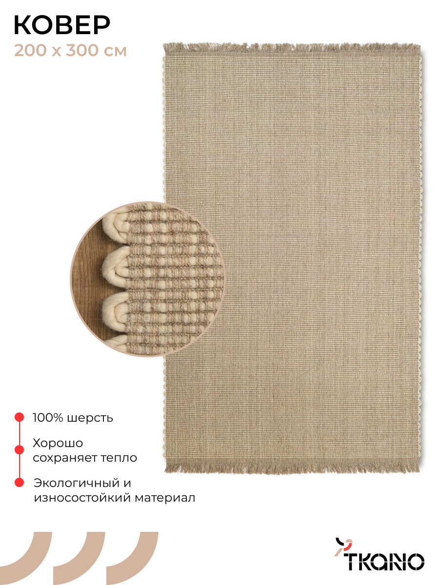 Ковер 200x300 см из шерсти Badrinath большой для комнаты гостиной Ethnic Tkano TK25-DR0042