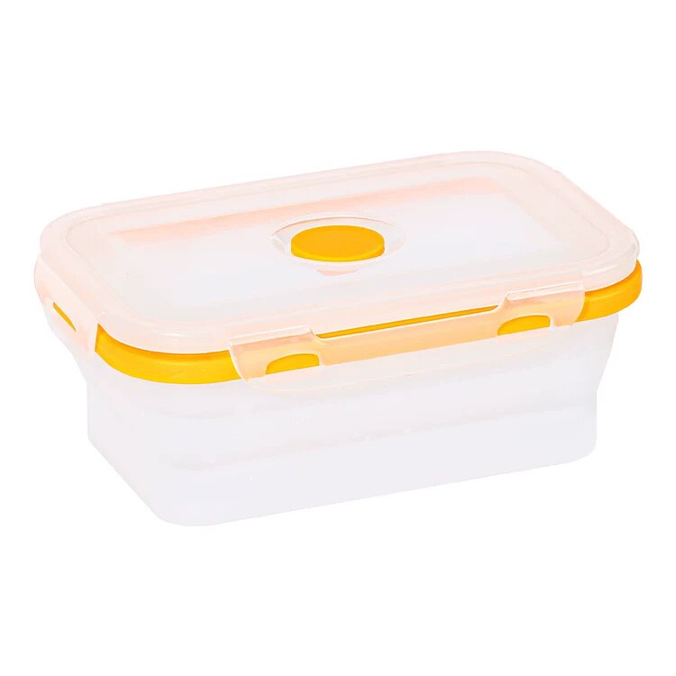 Прозрачная оранжевая 540 мл складная емкость для пищи безопасная в микроволновке переносная еда коробка