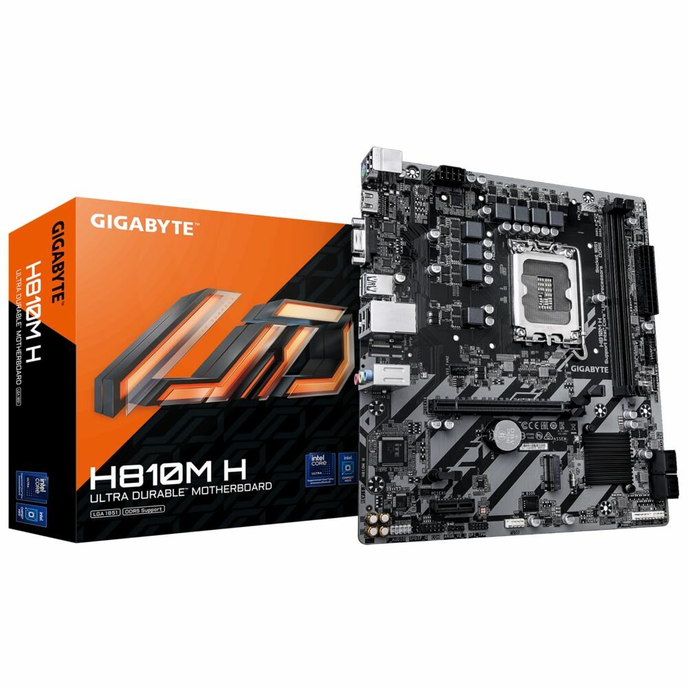 Материнская плата Gigabyte H810M H, LGA1851, Intel H810, Micro-ATX, RTL (H810M H)