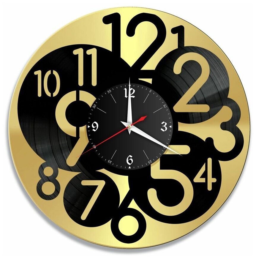 Часы из винила Redlaser "Цифры, время, цифры большие и маленькие, круги" VW-12056-1