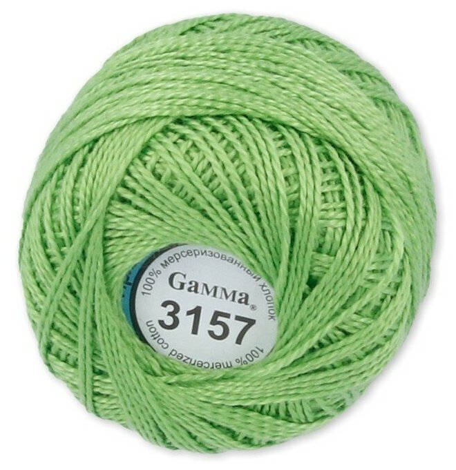 Пряжа "Gamma" Ирис 100% хлопок 10 г 82 м №3157 салатовый