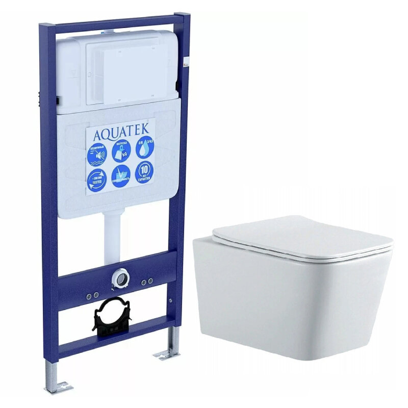 Унитаз с инсталляцией Set Aquatek Либра N cm рама INS-0000012+унитаз Либра New AQ1148N-00 (укороченная модель)