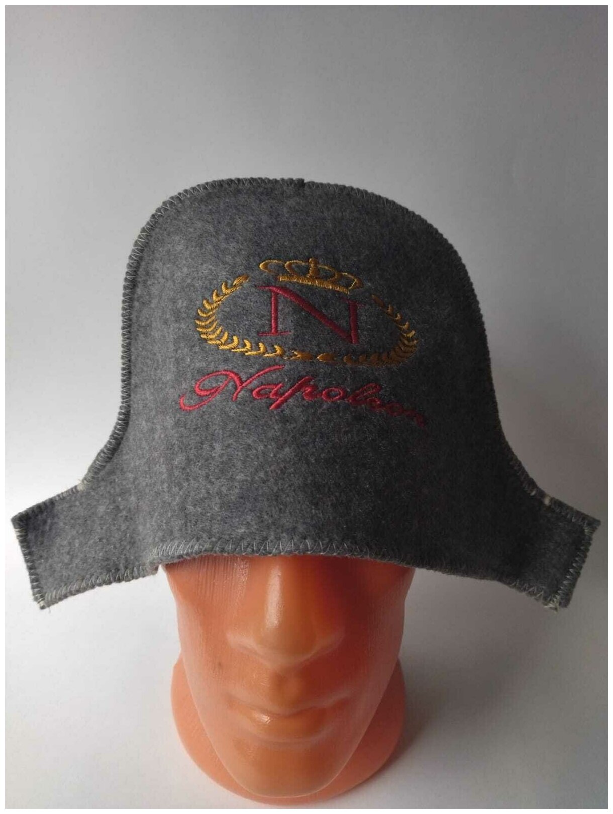 Шапка Банный Терем "Наполеон", женская, шерсть, хлопок, серая