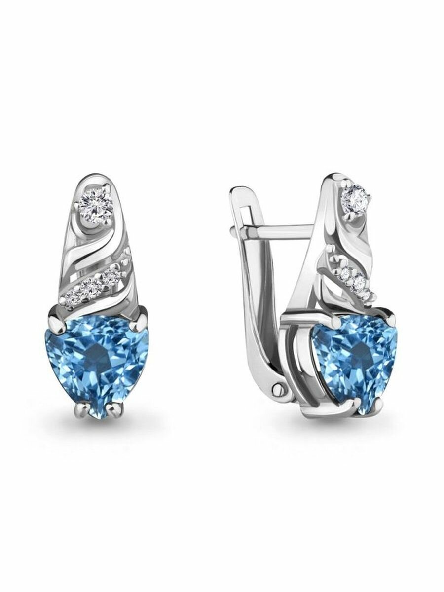Серьги, серебро, 925 проба, родирование, фианит, топаз