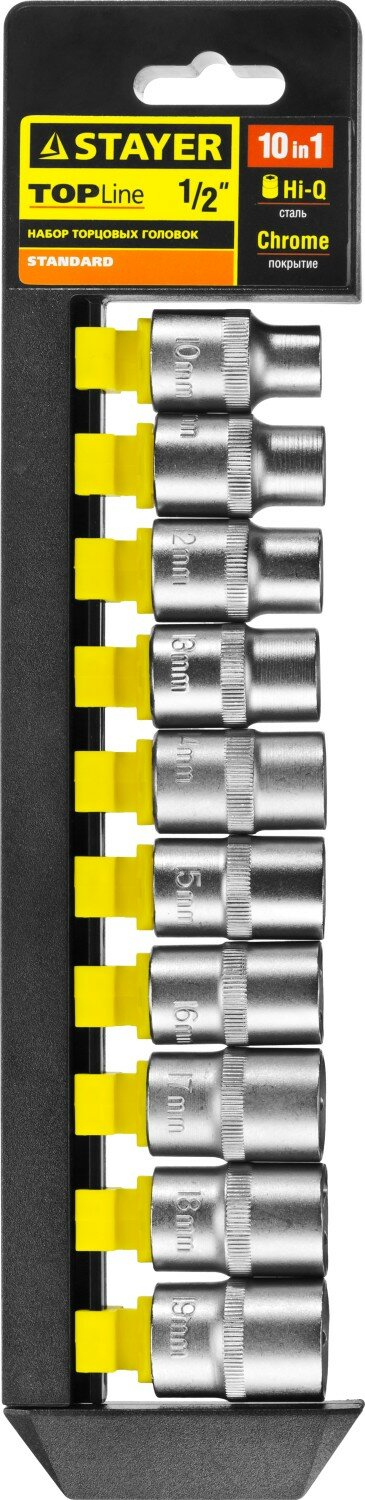 STAYER RSS 10L, 10 предм, (1/2″), набор торцовых головок (27755-H10)