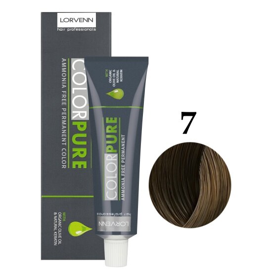 Краска для волос безаммиачная Lorvenn Color Pure, тон 7