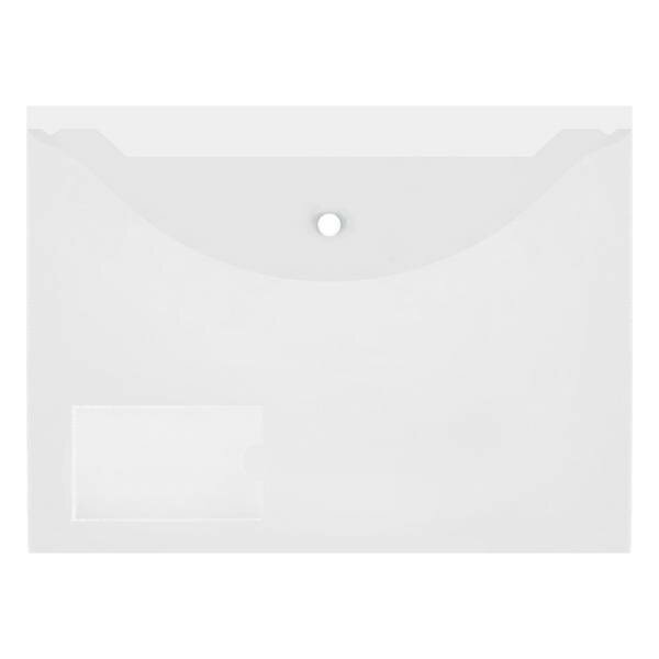 Папка-конверт inформат на кнопке, А4, прозрачная, пластик, 150 мкм, карман для этикетки (PK6515)