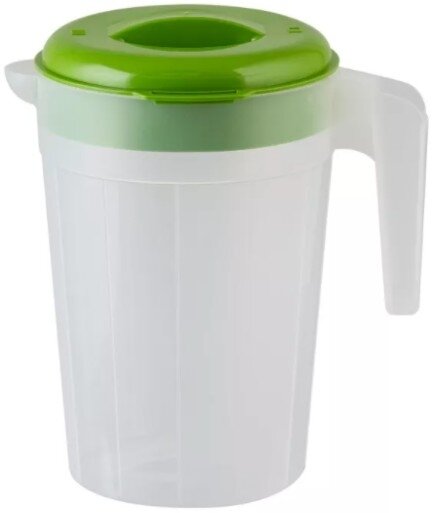 Кувшин для воды Полимербыт с крышкой, пищевой пластик зеленый 2.5л / графин для напитков / посуда для кухни