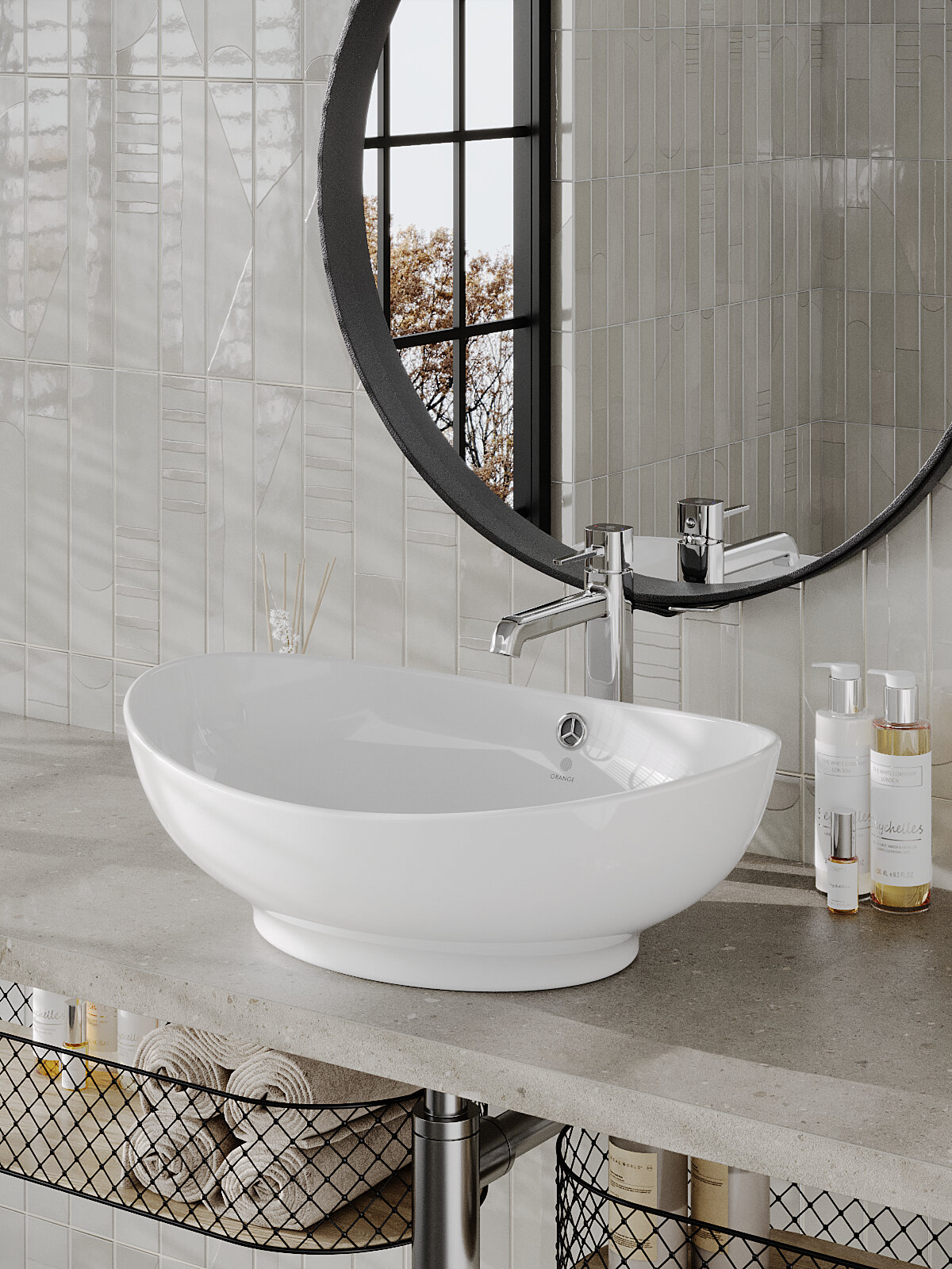 Раковина чаша накладная, белая Orange B08-585w