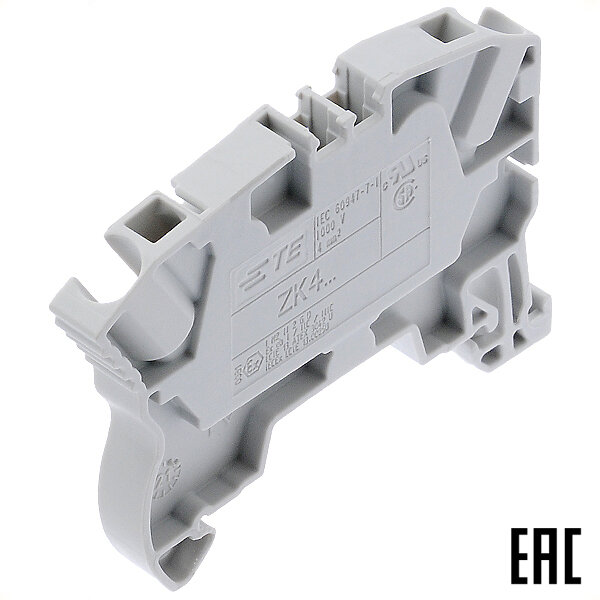 Клемма ZK4 пружинная 1SNK706010R0000 серая 4,0мм2 32А 1000В ширина 6мм (TE/АВВ) (8 шт. в комплекте)