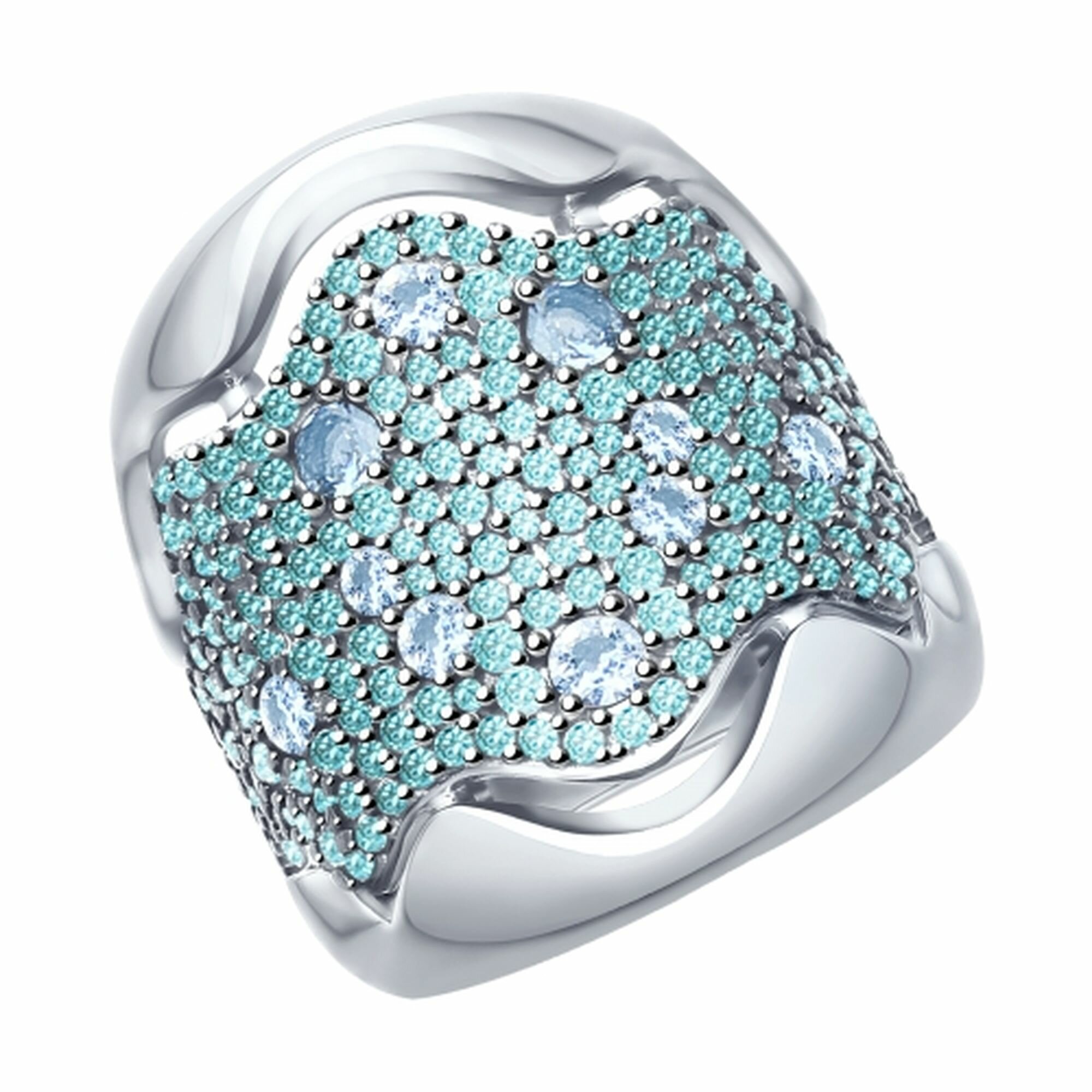 Кольцо, серебро, 925 проба, родирование, фианит