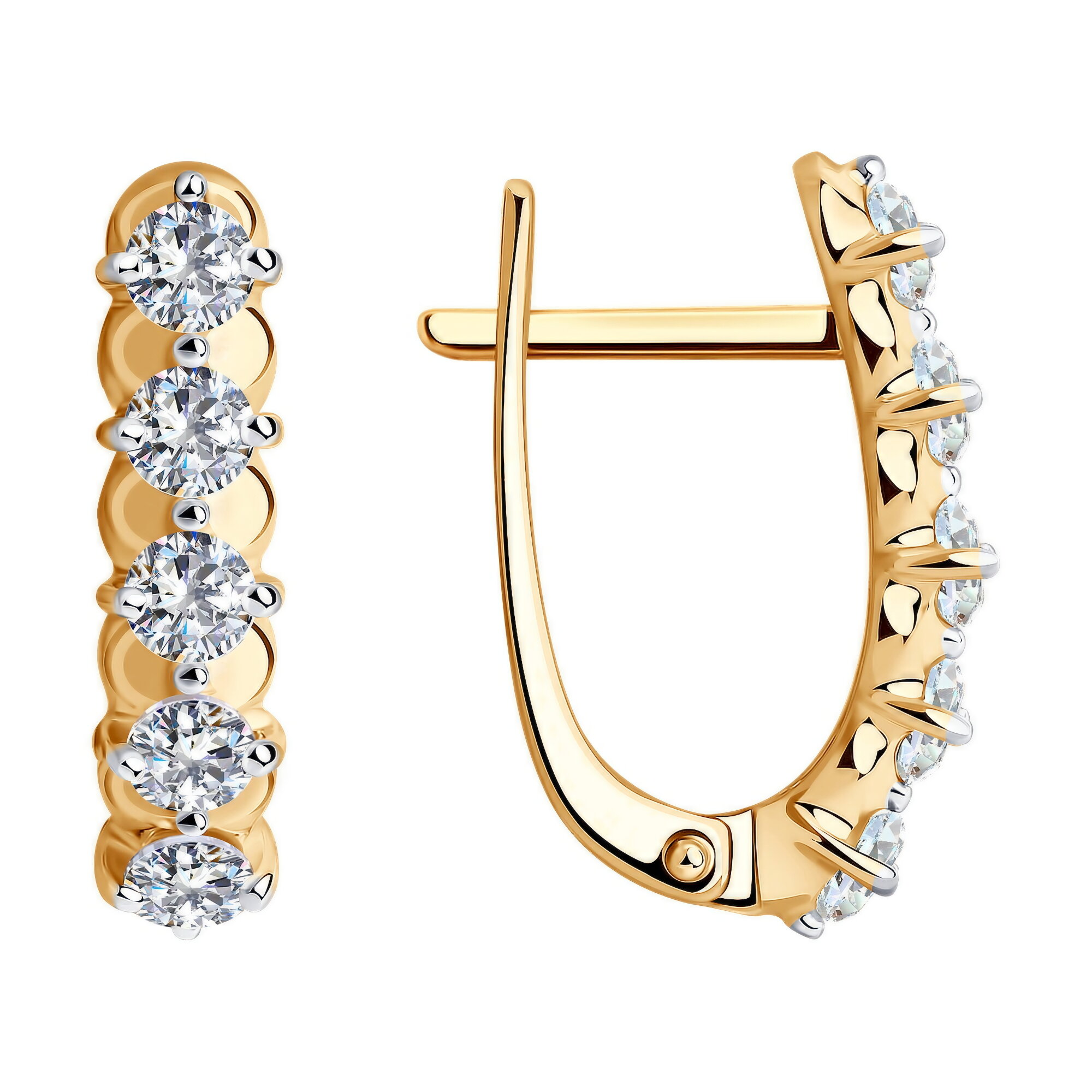 Серьги, красное золото, 585 проба, фианит