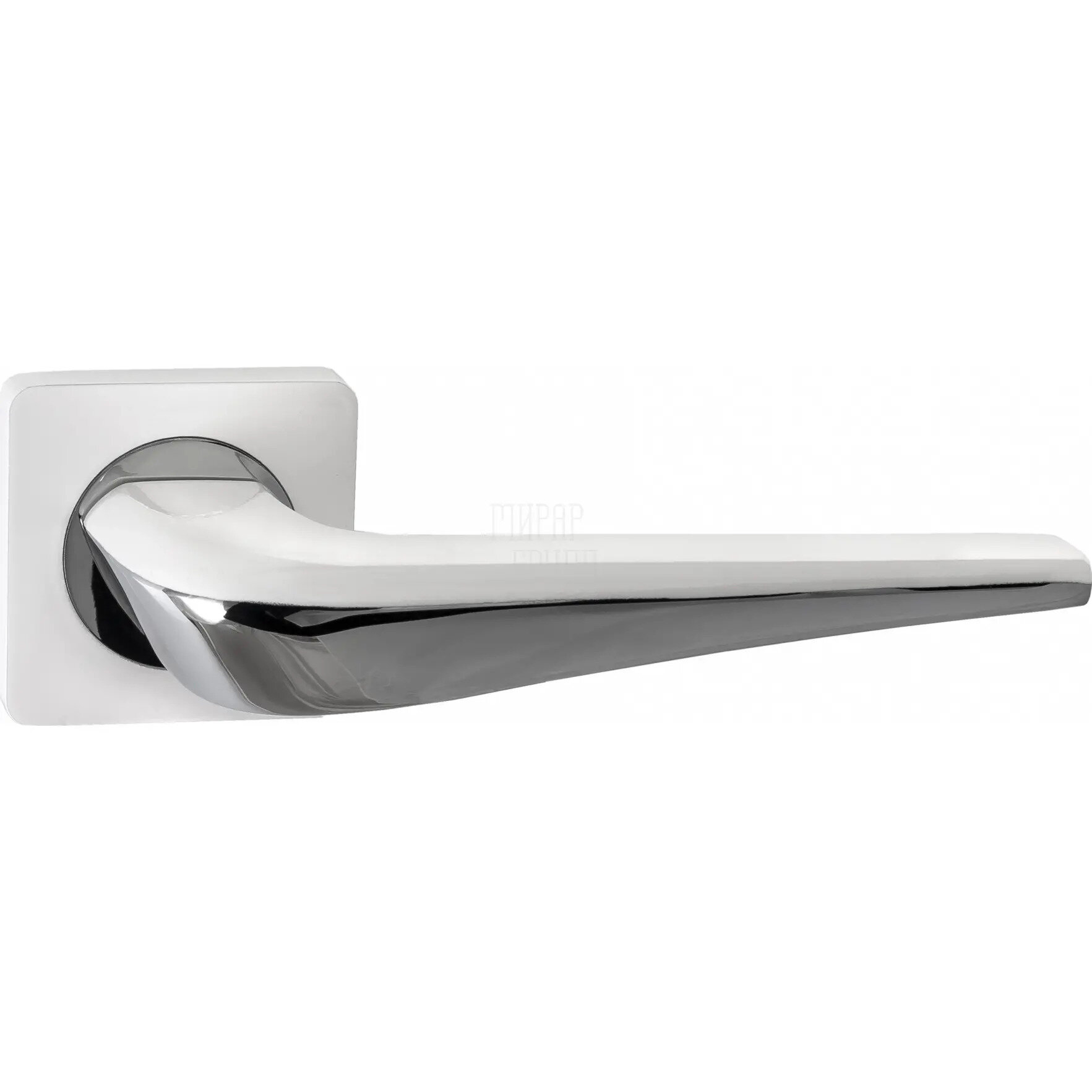 Дверные ручки Renz (Ренц) "Фиоре" INDH 425-02 на квадратной розетке матовый супер белый + полированный хром