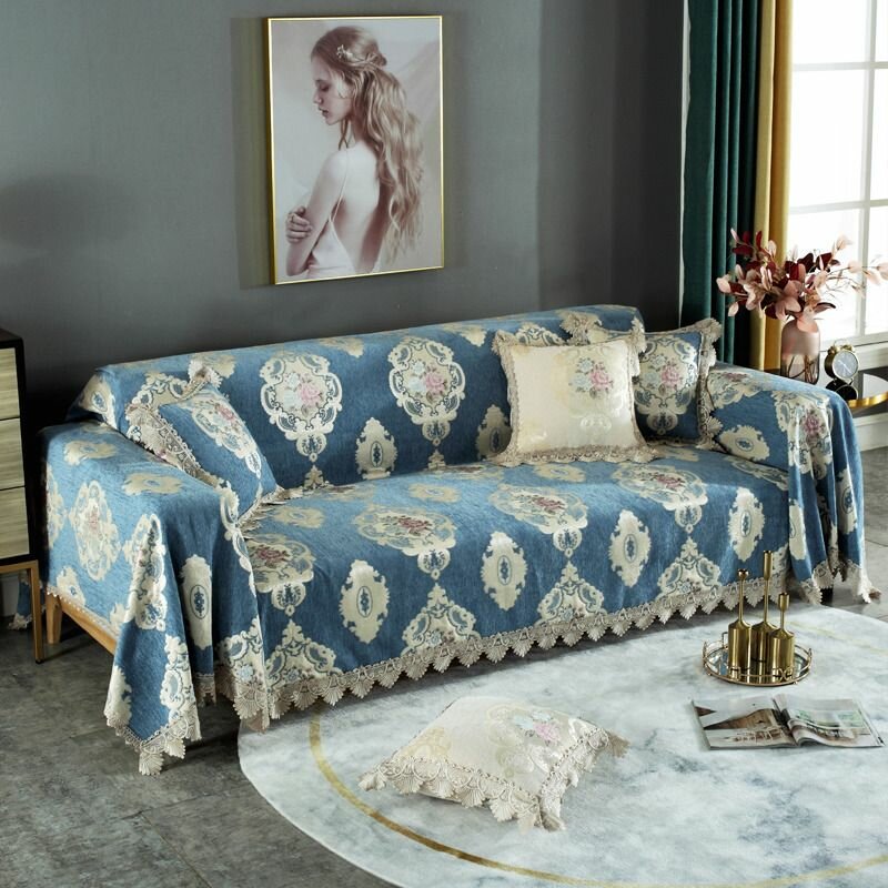 Чехол для мебели AiWinsure, Чехол на диван с подлокотниками без подлокотников, Покрывало-полотенце для дивана из синели в европейском стиле, Один кусок