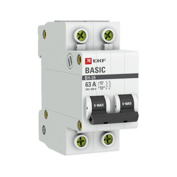 Выключатель нагрузки 2P 63А ВН-29 Basic EKF SL29-2-63-bas