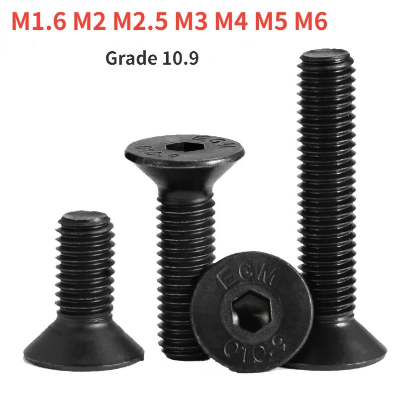 Стальной шестигранный болт с шестигранной головкой и плоской потайной головкой, M3--20pcs, 25mm